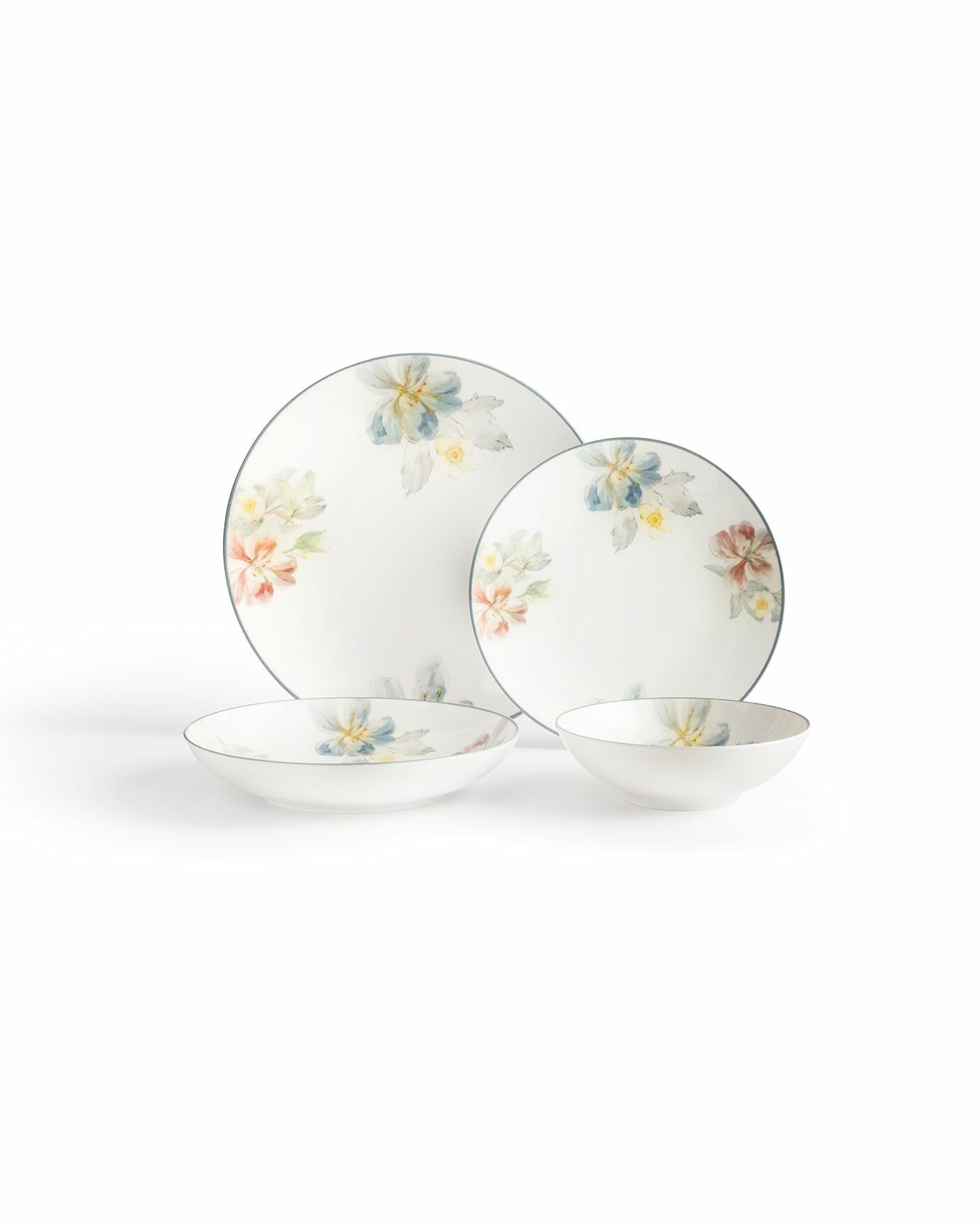 Набор посуды столовой на 6 персон, 24 предмета. Размер: 27X20X20X14X23X25X31 см. Цвет: Белый, золотой