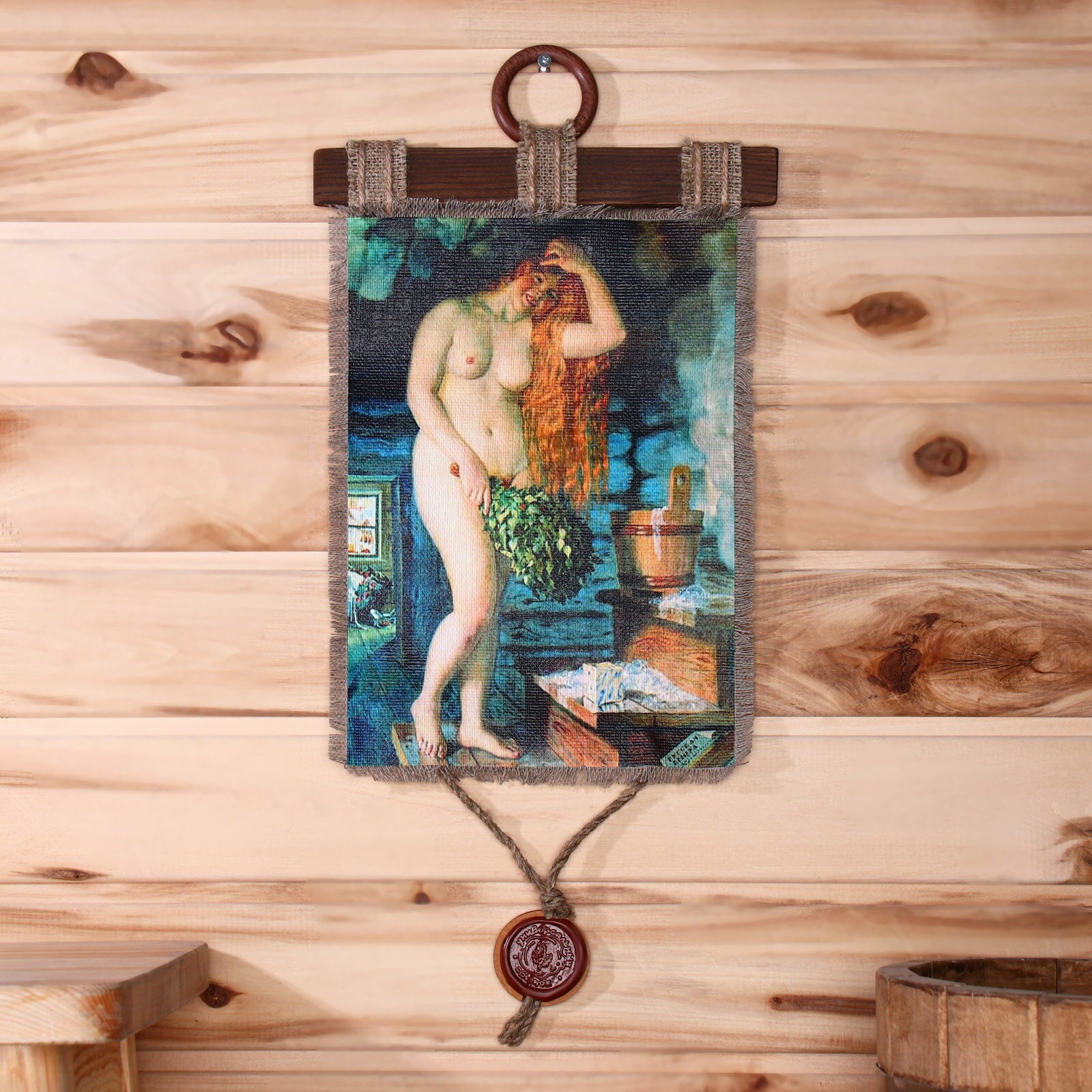 Свиток настенный "Баня Венера", панно, материал рамы: дерево