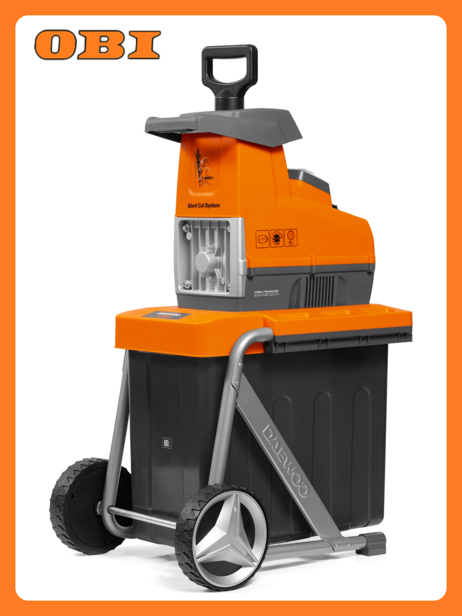 Измельчитель садовый DAEWOO DSR 3000E, электрический, контейнер 60 л, мощность 3 кВт