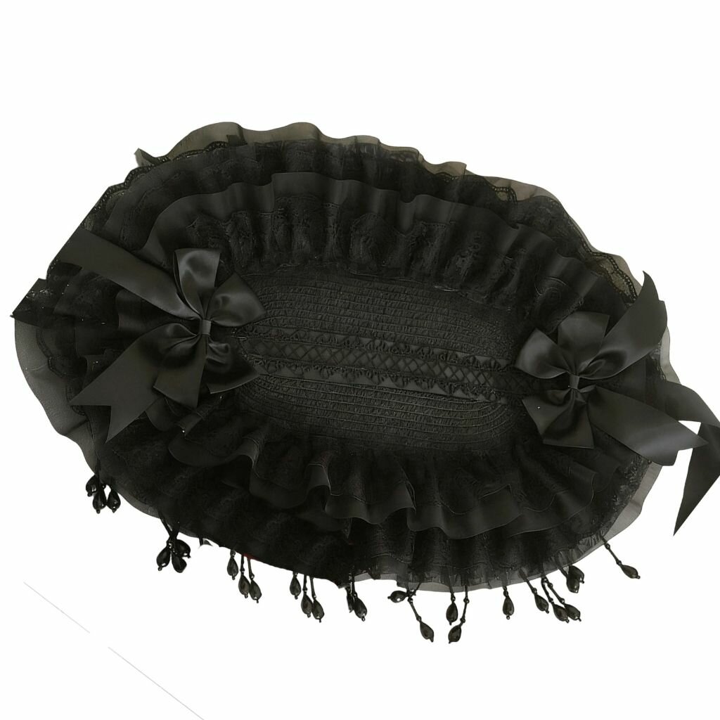 Кружевная шляпка-Капот, Французская плоская Шляпа-черный