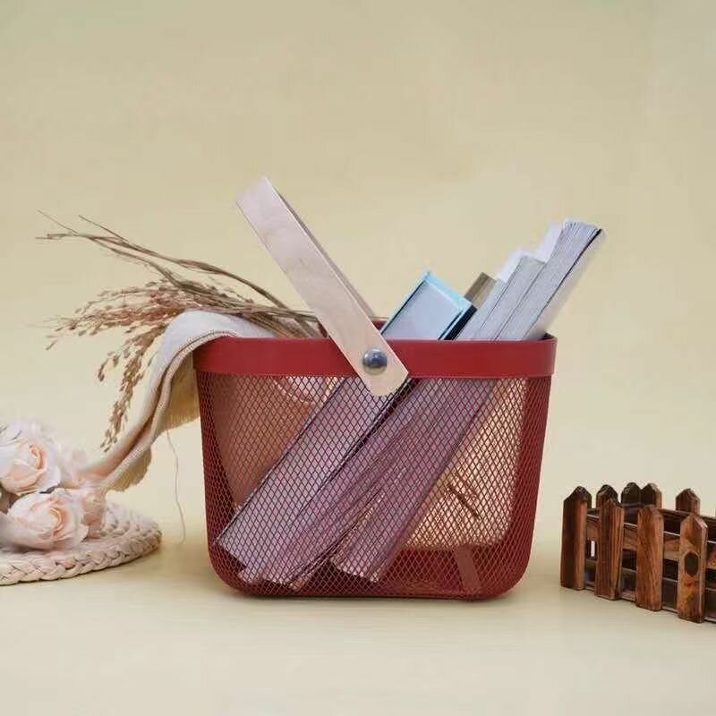 Квадратная корзина для хранения на рабочем столе, красная, 25X25X19 см