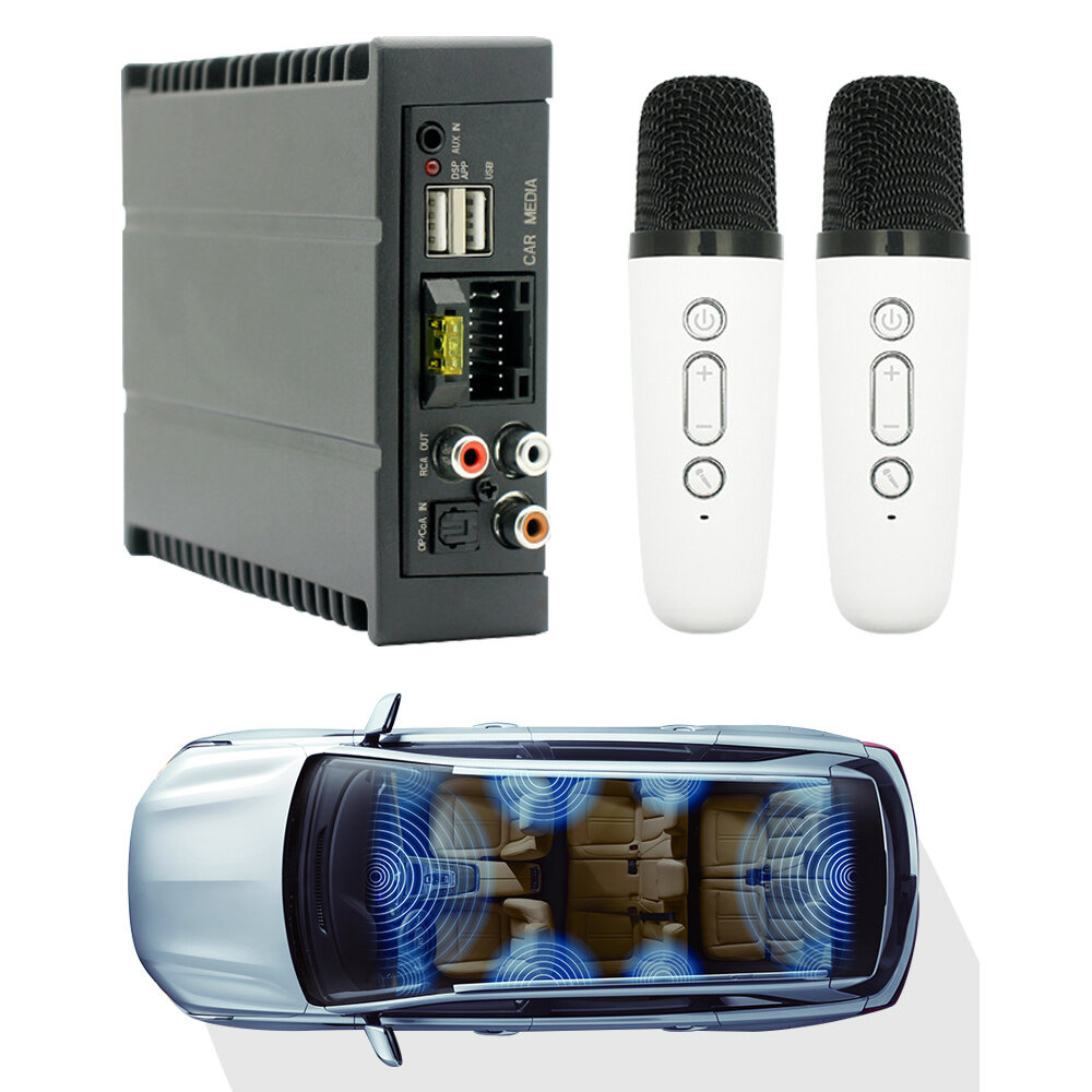 Цифровой аудиопроцессор DSP-усилитель для автомобиля с 2 микрофонами и 16-контактной проводкой