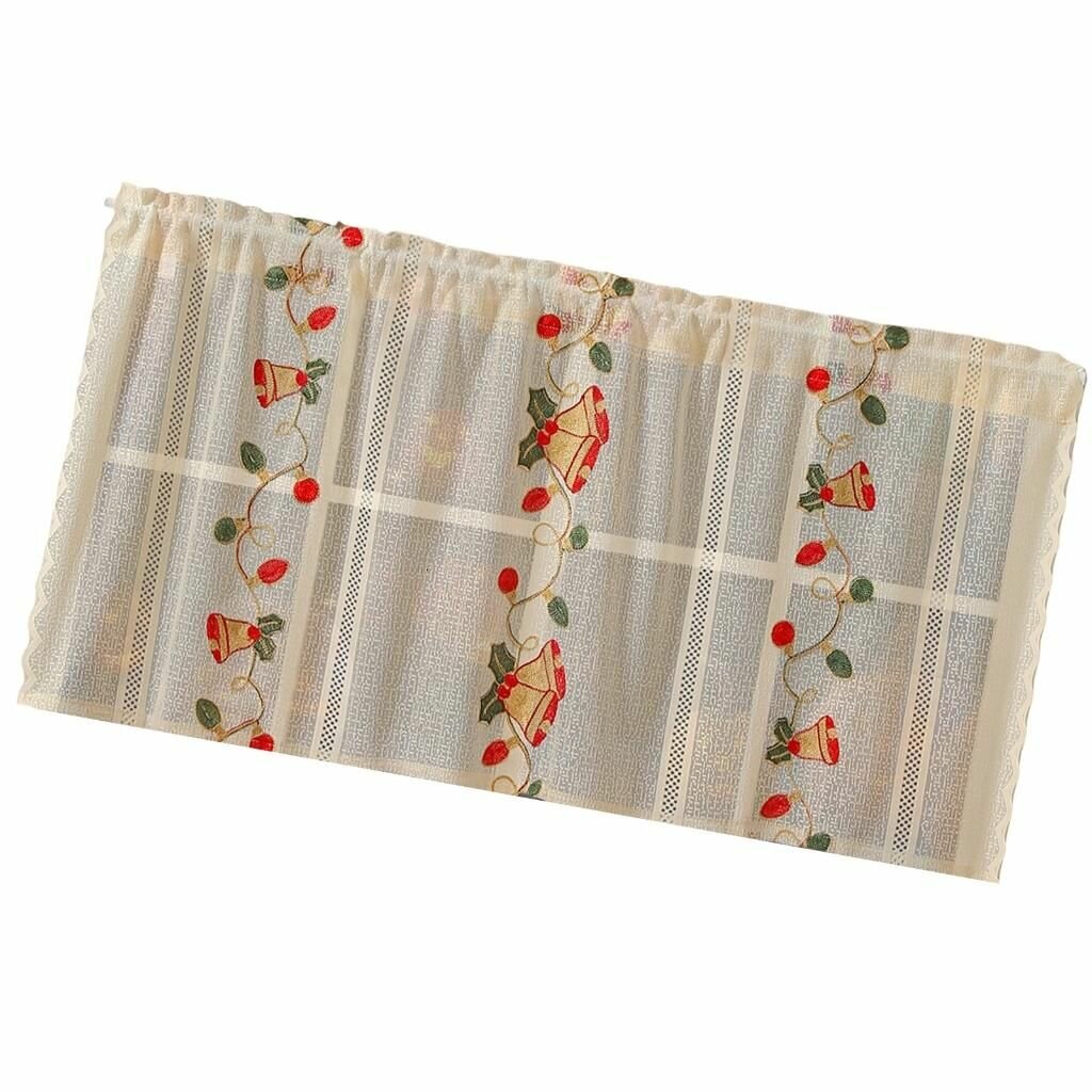 Вышитые кружевные рождественские занавески с колокольчиками-Рождественские колокольчики-140*60 см