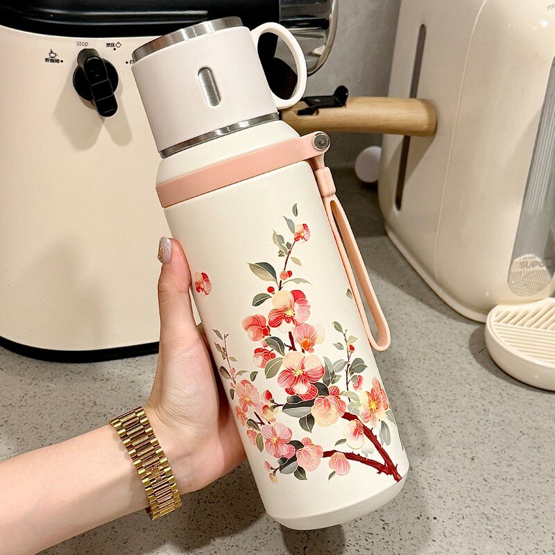 Мерный стакан из нержавеющей стали 316, термостакан, стакан для воды с крышкой, стакан для питьевой воды для женщин,