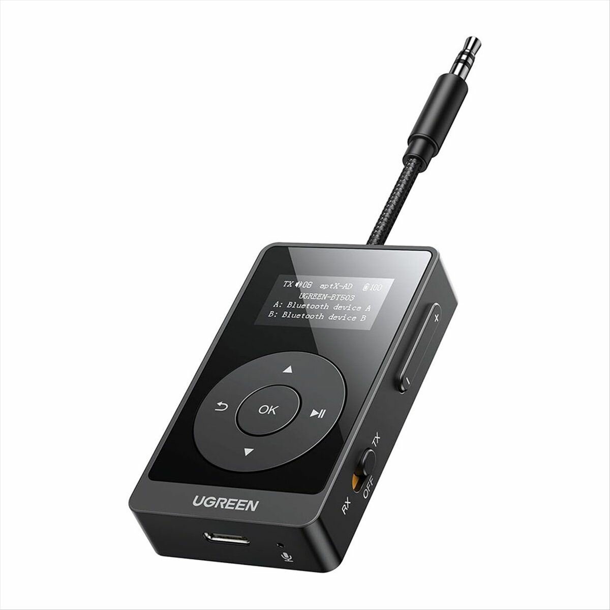 UGREEN AptX Bluetooth Адаптер Со Светодиодным Дисплеем, Для Телевизора, Самолета, Автомобиля