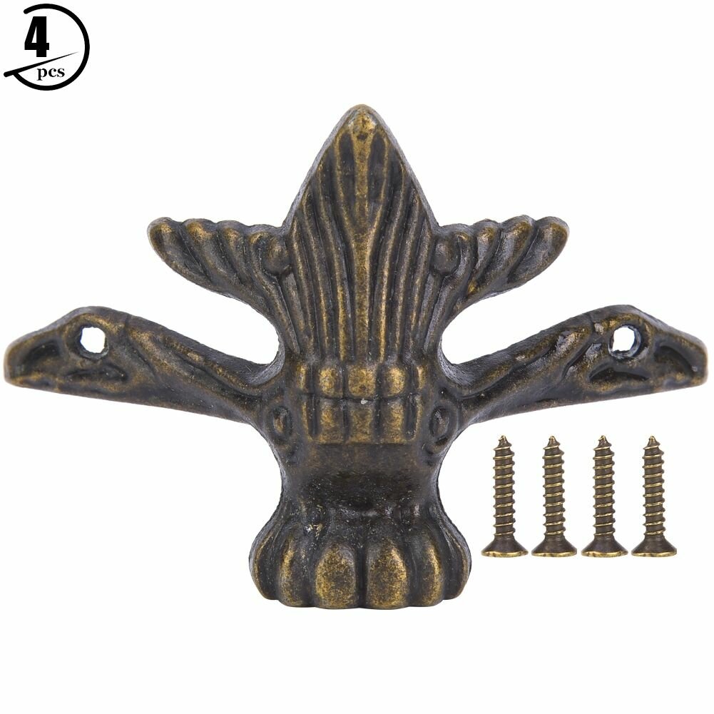 4 шт. Ножки для деревянных коробок из цинкового сплава, декоративные ножки для мебели, ретро стиль
