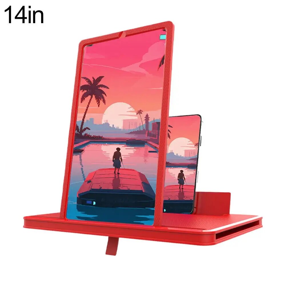 Лупа для экрана телефона 10/12/14 дюймов HD складная лупа с регулируемым углом угла усилителя экрана для смартфона держатель сотового телефона Red 14 inch