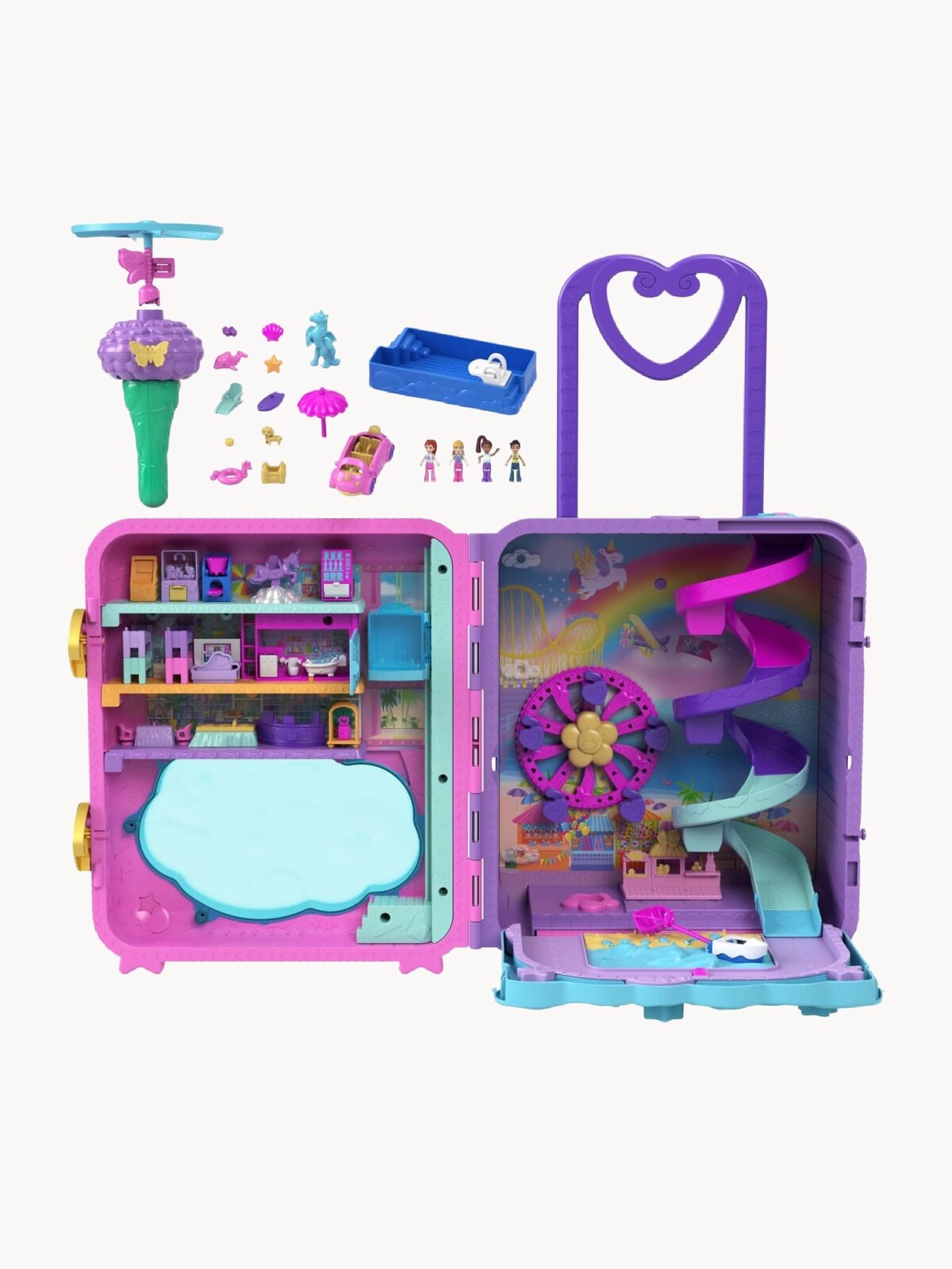 Игровой набор Mattel Polly Pocket Чемодан Курорт HKV43, фиолетовый/розовый