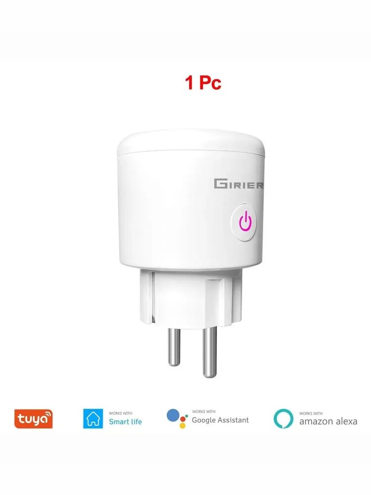 Настенная розетка GIRIER Tuya Smart Plug WiFi 20A с функцией мониторинга энергопотребления Поддерживает приложение Alexa Hey Google Smart Life