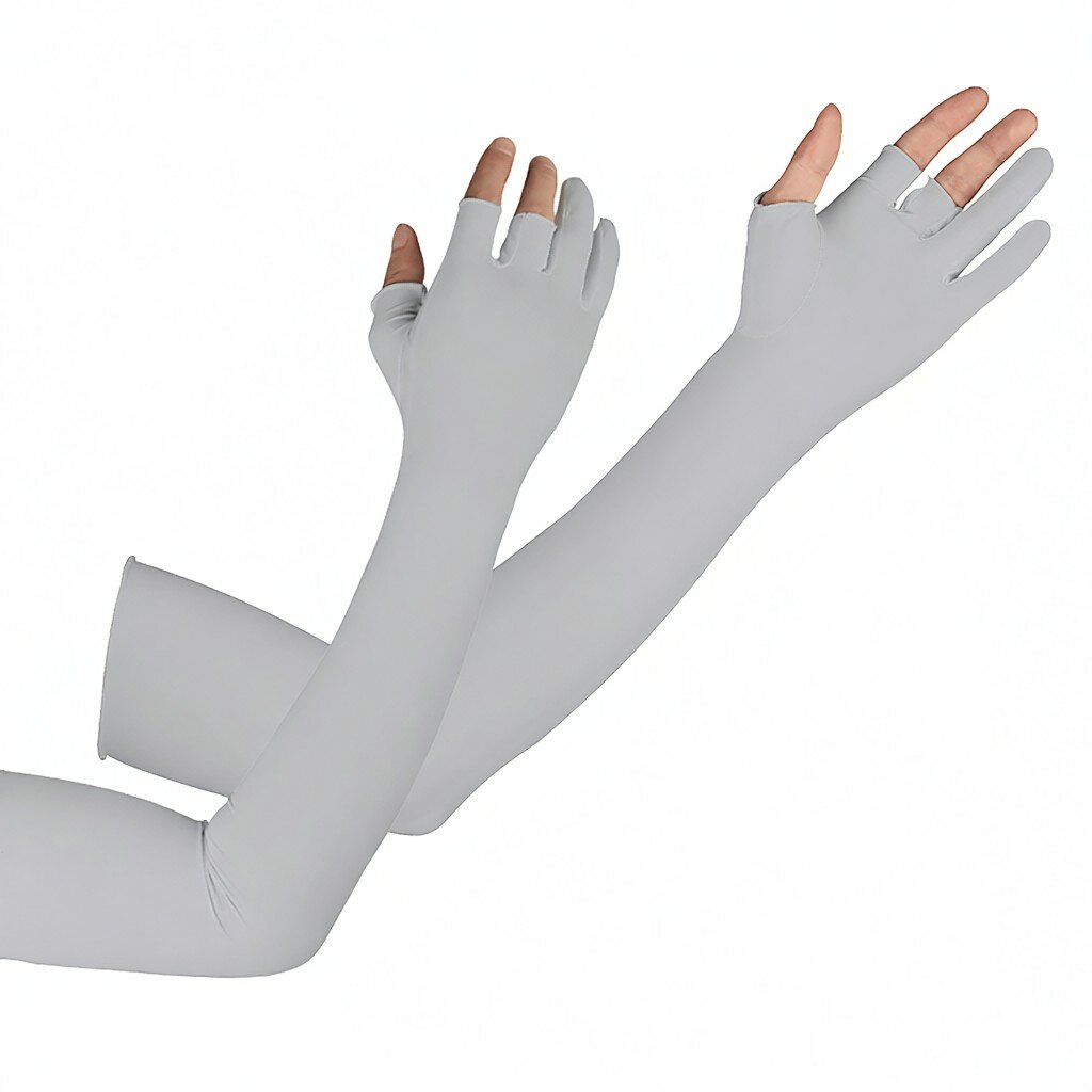 Рукава для рук с эргономичной пальцевой частью для мужчин и женщин с защитой от УФ-лучей, длинные, для велосипедного спорта, вождения, бега, гольфа, футбола, баскетбола, цвет: Белый/Черный/Серый/Розовый (выбор), размер: M/L (выбор), материал: 62% Хлором,