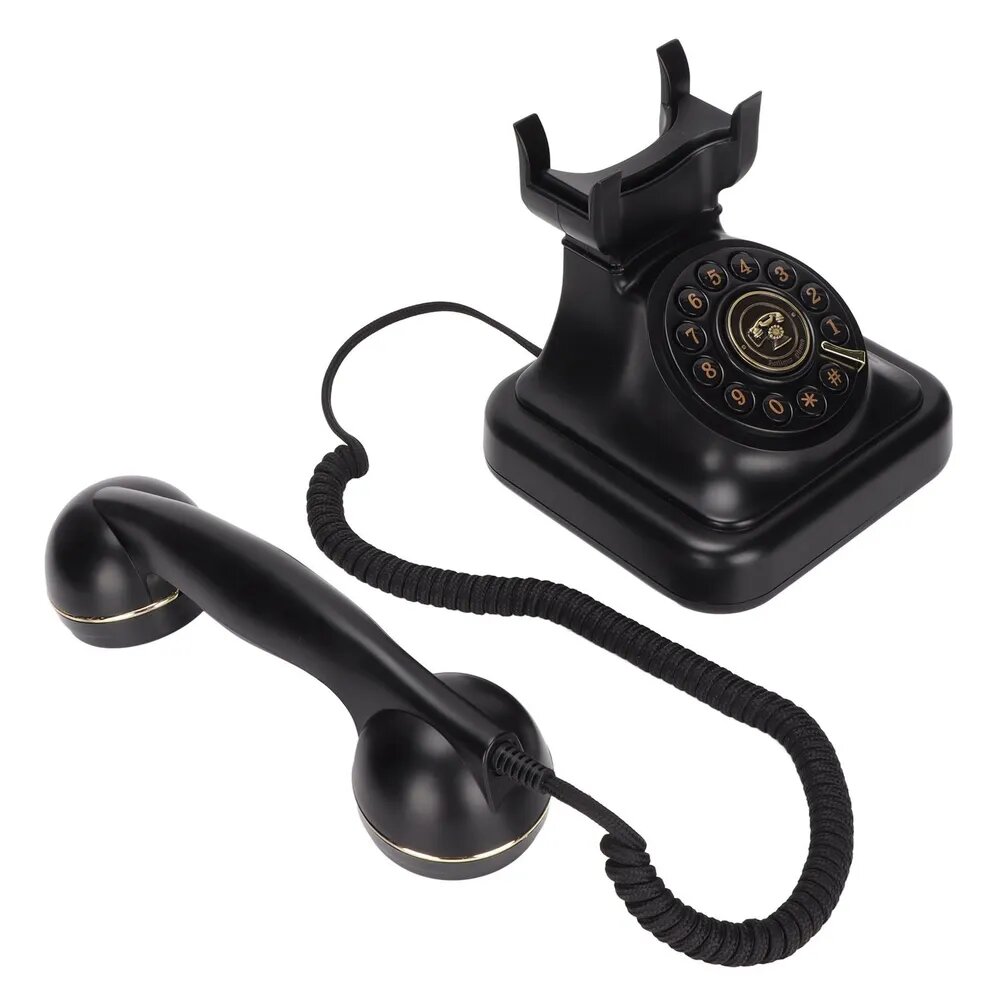 Aoaishe Black Retro Rotary Dial Telephone Vintage Landline Telephone Classic Old Fashioned Telephone for Home Office — фото 1