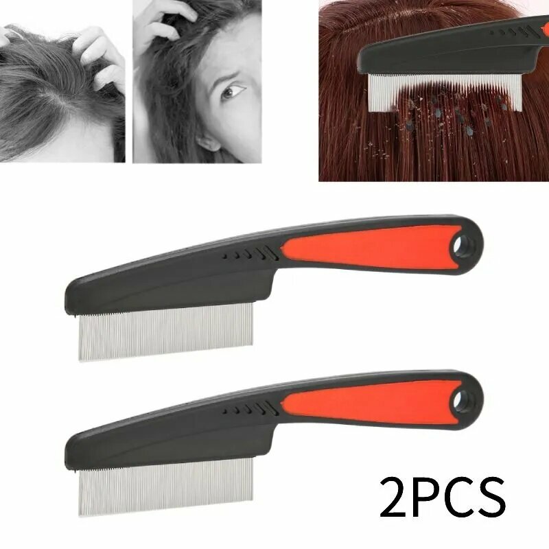 Гребень для удаления вшей и гнид из нержавеющей стали с микрошариками, универсальный для всех типов волос, безопасный и эффективный, набор из 2 штук