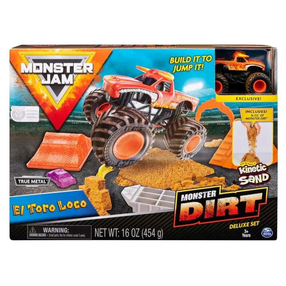 Spin Master Monster Jam Monster Dirt Deluxe Set / Варенье из монстров Грязь из монстров Роскошный набор,16 унций чудовищной грязи и грузовик в масштабе 1:64