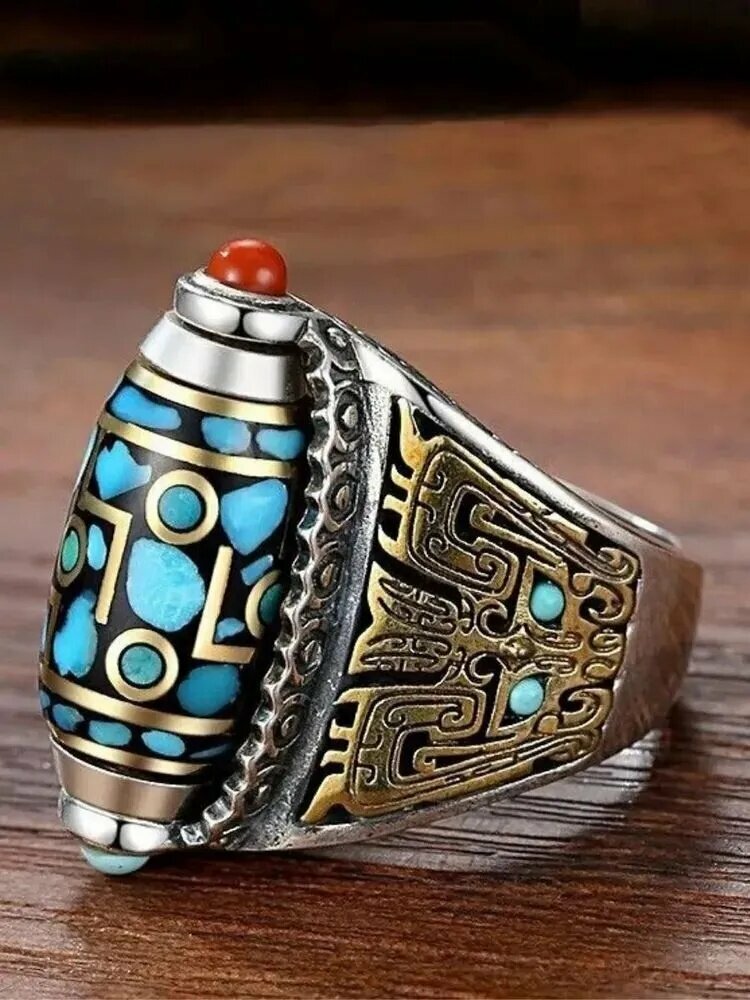 Амулет Дзи из серебра 925, приваивающий изобилие сной гравировкой и вставками precious камней, стильный и-symbolизующий богатство