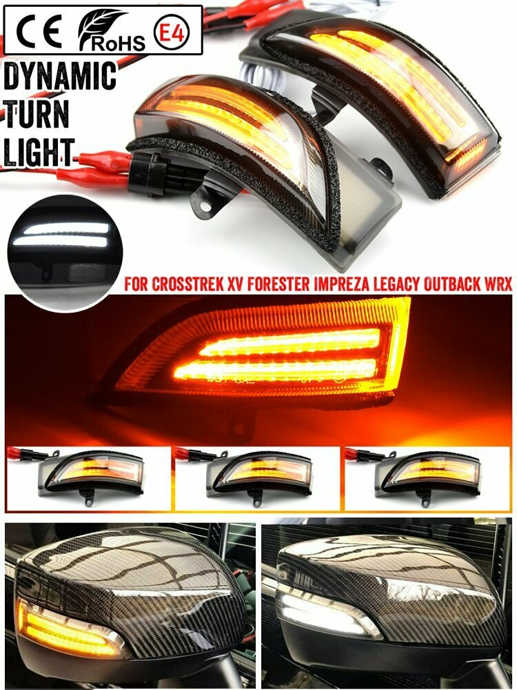 Фары автомобильные, Указатель поворота, 2 шт, арт. Динамические поворотники подходят для Subaru Crosstrek (XV) 13-17, Forester 14-18, Impreza 2.0L 12-16, Legacy 12-17, Outback 12-17, WRX 15-18, WRX STI 15-18.