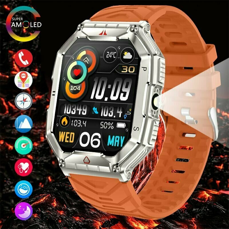 Наружные смарт-часы с gps, фитнес трекер, для андроид, с калькулятором, мужские водонепроницаемые,