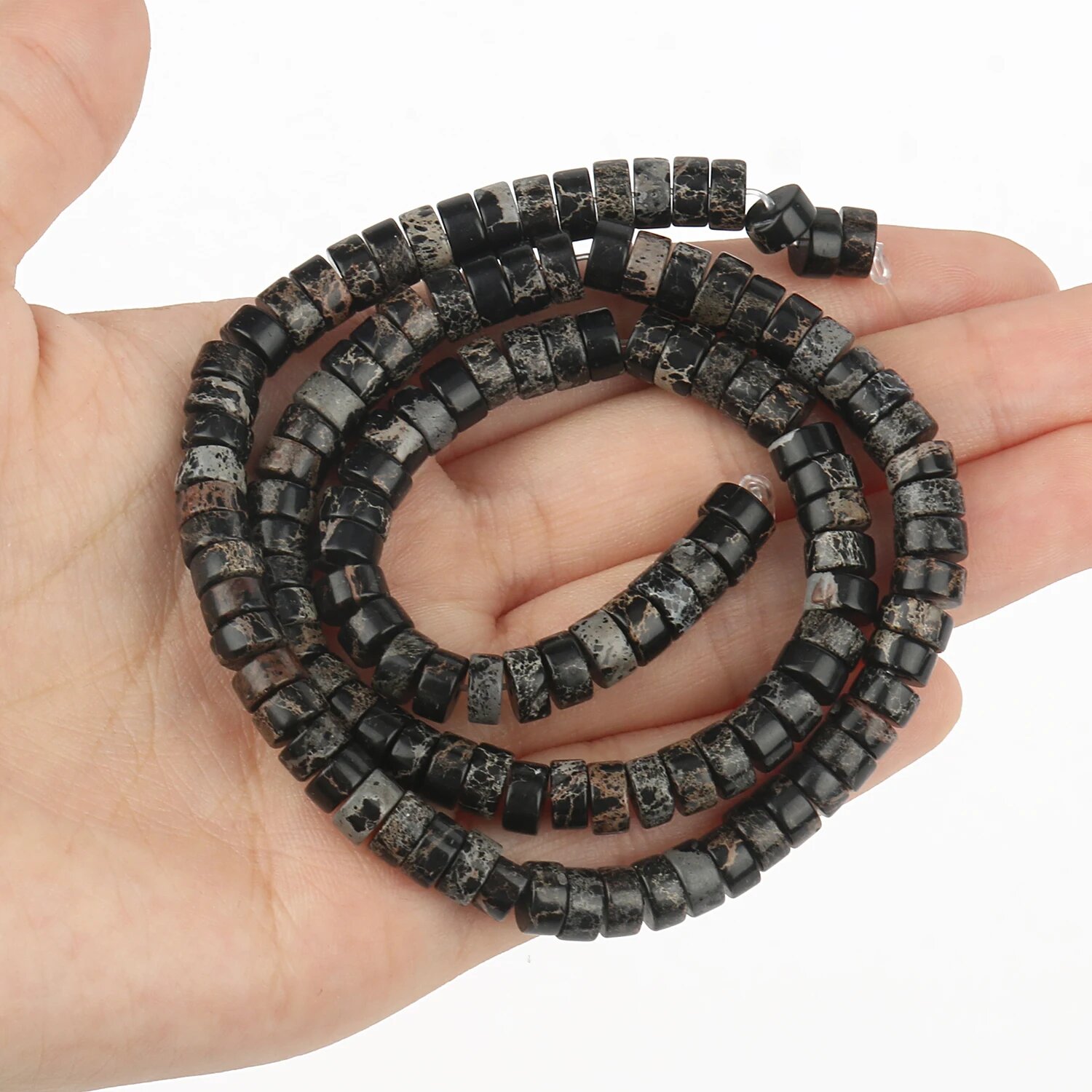 Бусины натуральные камень яшма тигровый глаз кварц бирюза GMB724 15 дюймов Черный, Sediment3 3x6mm