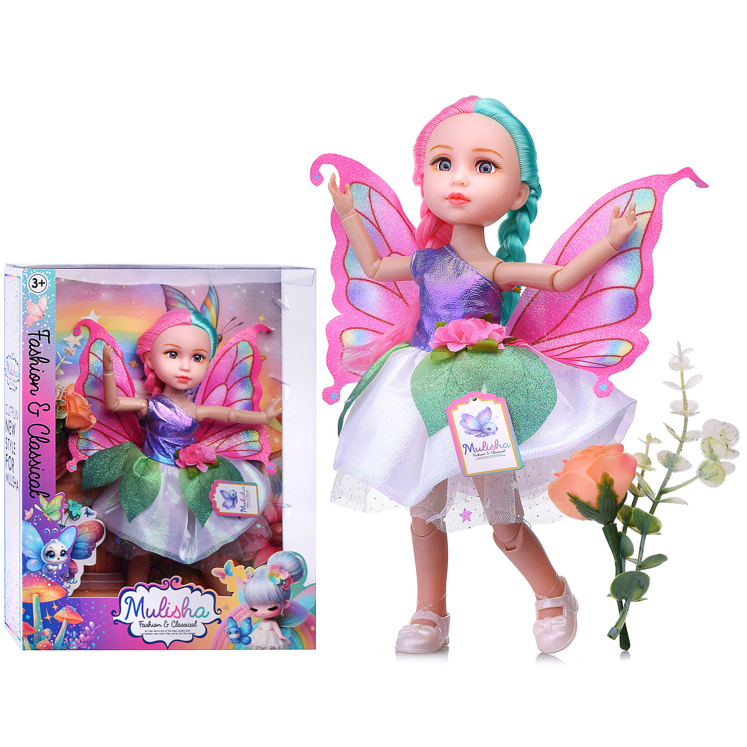 Кукла QJ198D "Фея красоты", 10х6х29 см, шарнирная, в коробке
