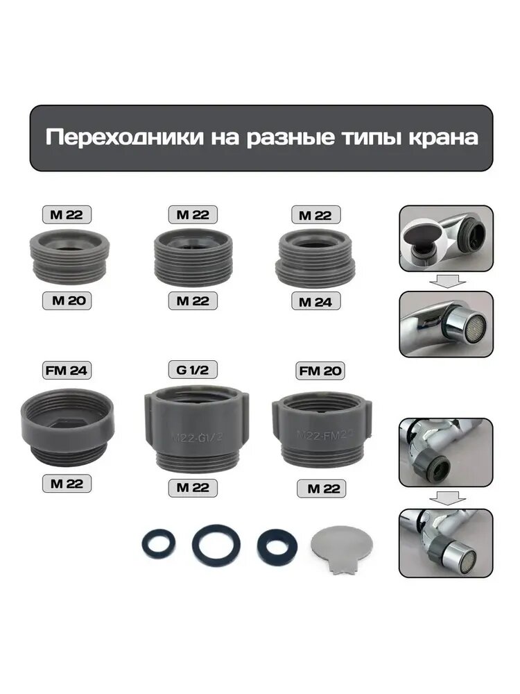 Набор переходников на смеситель для аэратора, Аэратор для смесителя