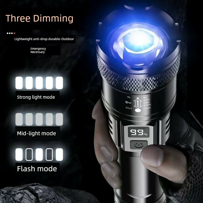 Суперяркий фонарик, мощный свет, перезаряжаемый, уличный лазерный, бытовой, маленький, миниатюрный, портативный,