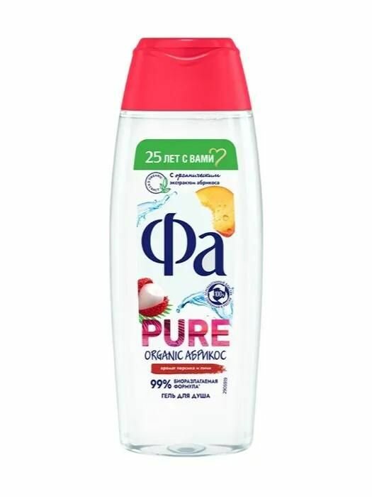 Гель для душа Фа 250 мл, Pure Freshness Organic, персик