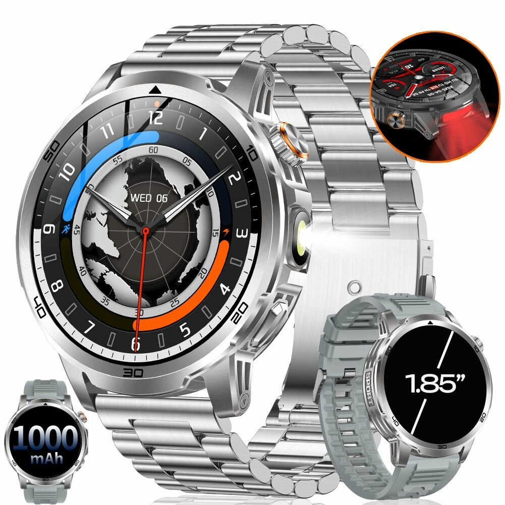 Смарт-часы T-REX3 с большой батареей емкостью 1000 мАч, прочные смарт-часы, мощный фонарик, водонепроницаемый Bluetooth-вызов 10atm, спортивные мужские