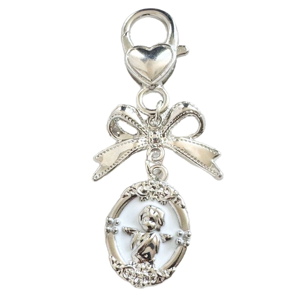 Подвеска-бантик ins с нишевым дизайном на цепочке-белый