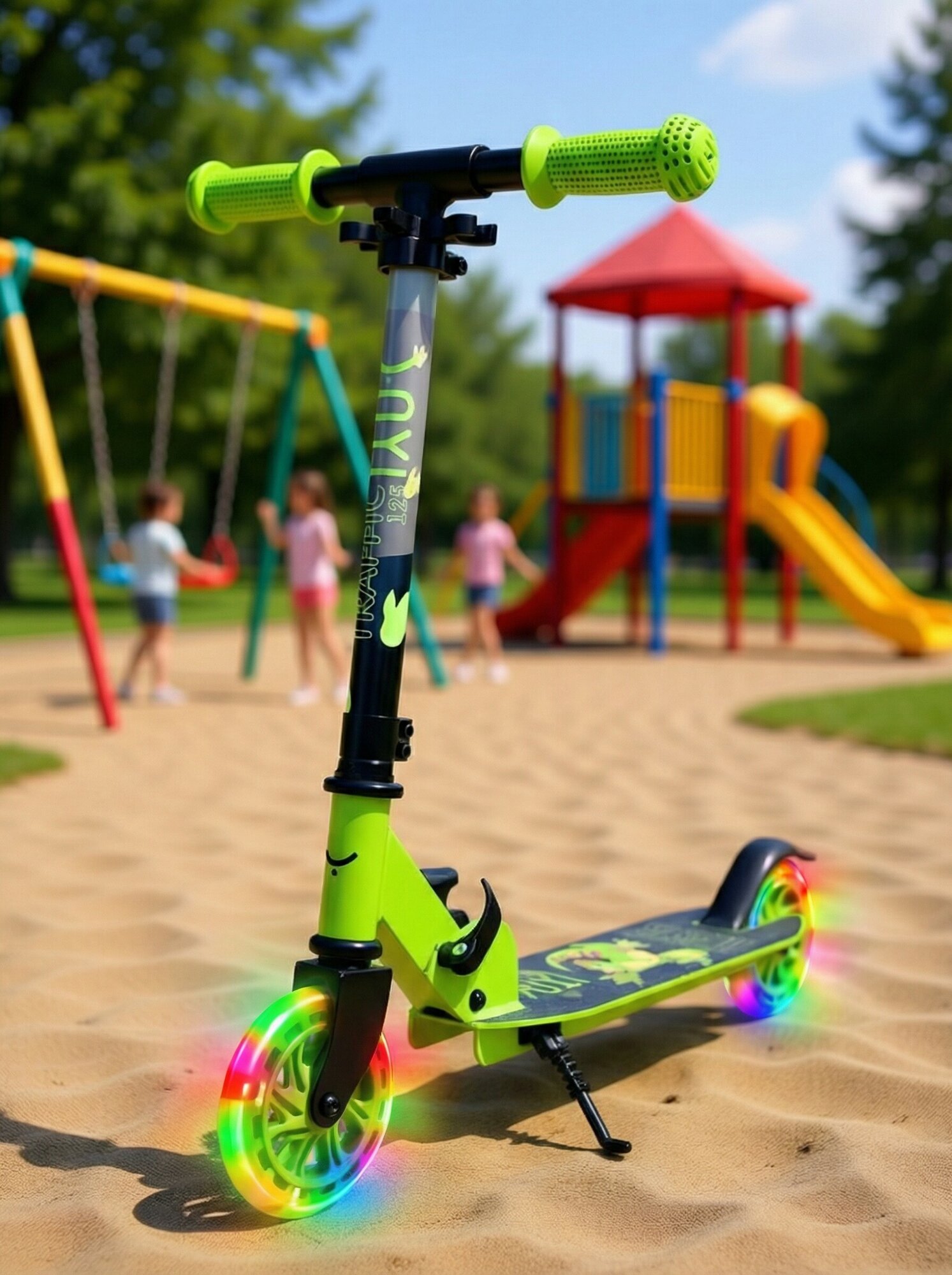 Самокат детский двухколесный складной со светящимися колесами Traffic 125