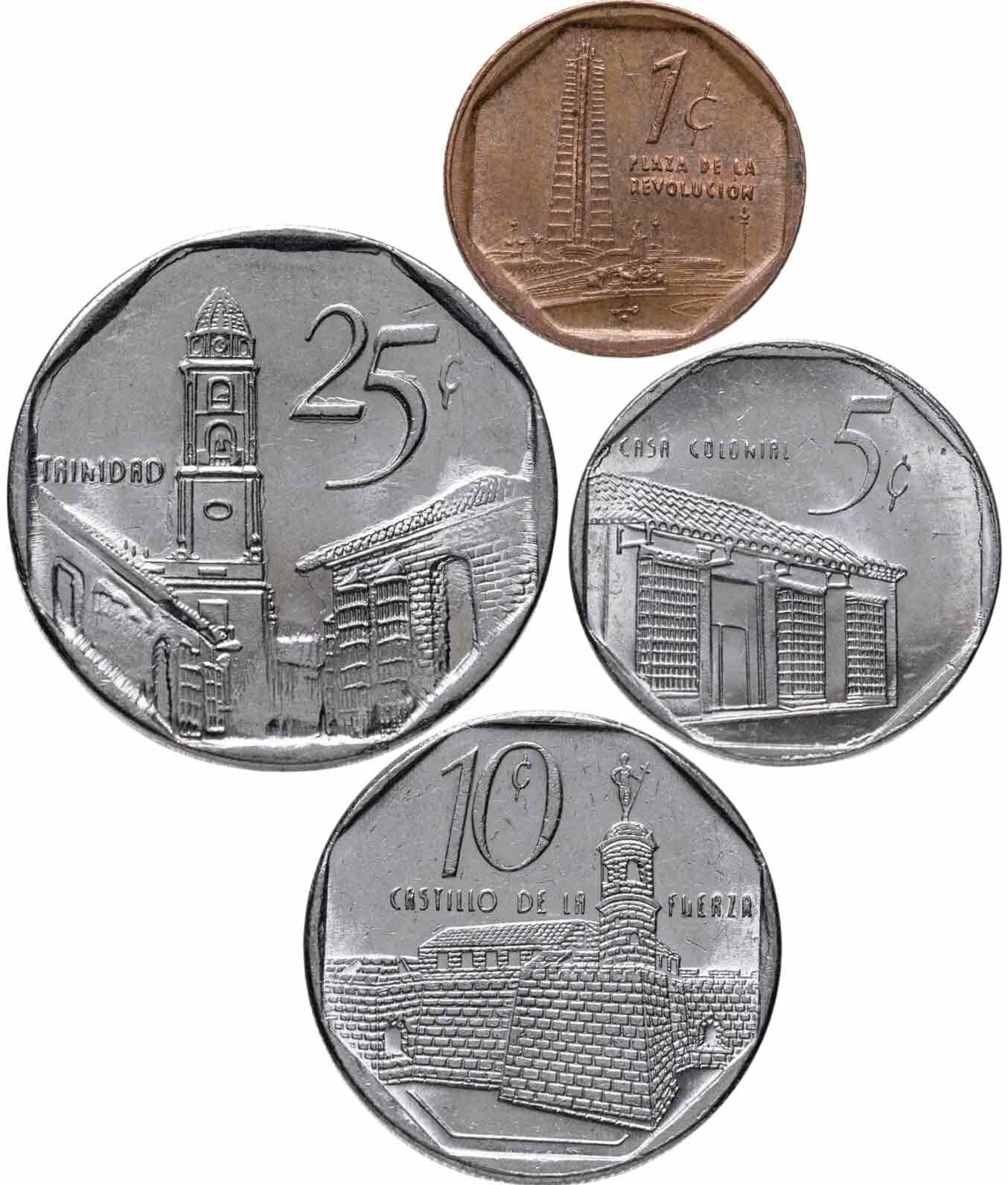 Куба набор монет от 1 до 25 сентаво 1994-2006 4 штуки, Алюминий, Сталь с никелевым покрытием, в сохранности VF-AU