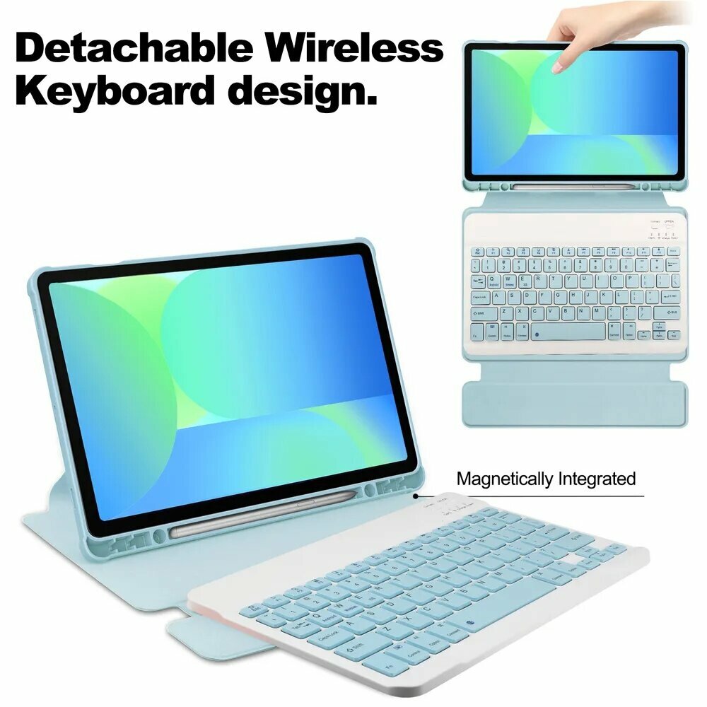 Чехол книжка Для Samsung Tab S10 FE, Tab S9 FE, S9 (X510 X516 X520 X526 X710 X716) 10.9' / Самсунг Галакси Таб S9 FE S10 FE, (+ Клавиатура)