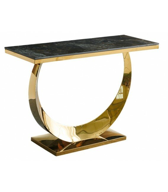 Стол-консоль Прайм IST-803,120х40х78 см, черный мрамор/золотой