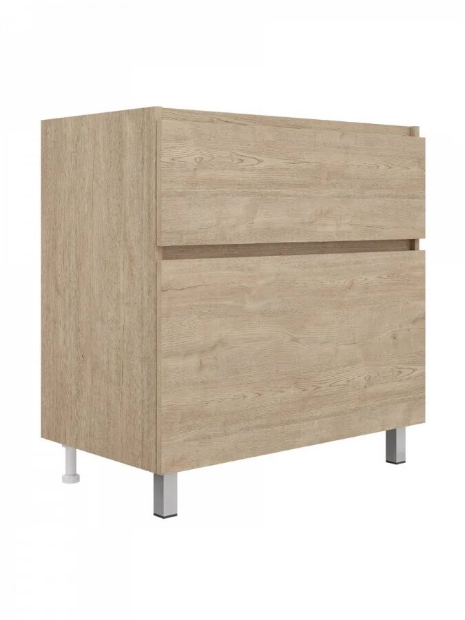 Тумба под раковину без столешницы Teymi Laina 80 напольная, светлое дерево, матовая, из МДФ, тумба для ванной, с ящиками