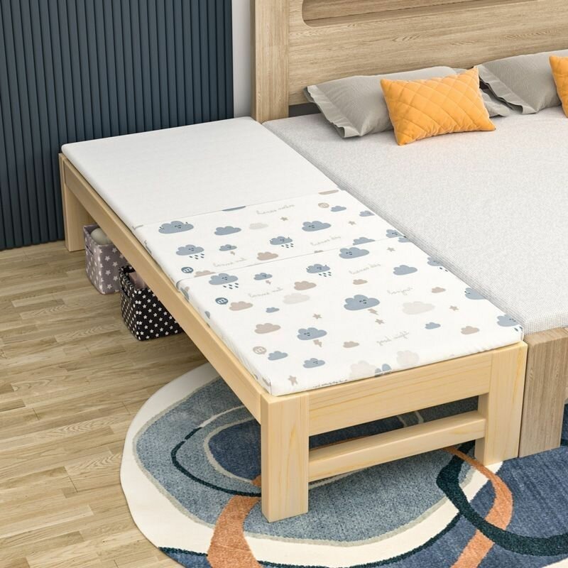 Кровать из массива дерева для взрослых, складная кровать, не требует установки, с защитными бортиками, детская кровать, большая кровать для мальчиков и девочек, детская кроватка.