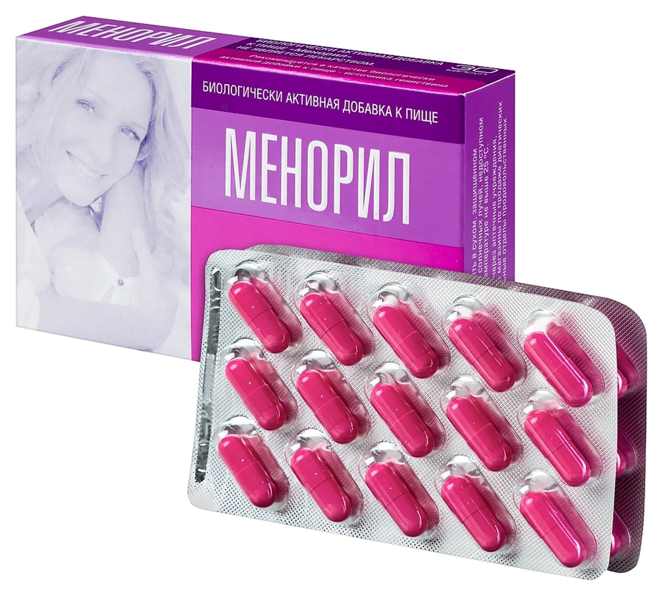 БАД ВТФ Менорил N30, капсулы, для женщин, от приливов и потливости при менопаузе