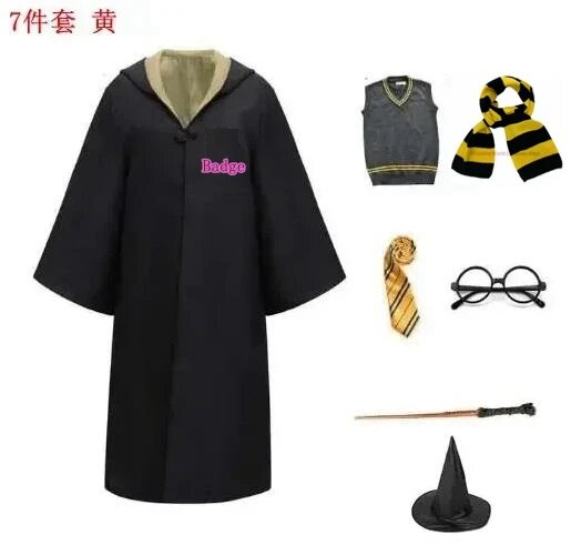 Косплей костюм Гарри Поттера для взрослых и детей Черный, XXL, 7pcs19