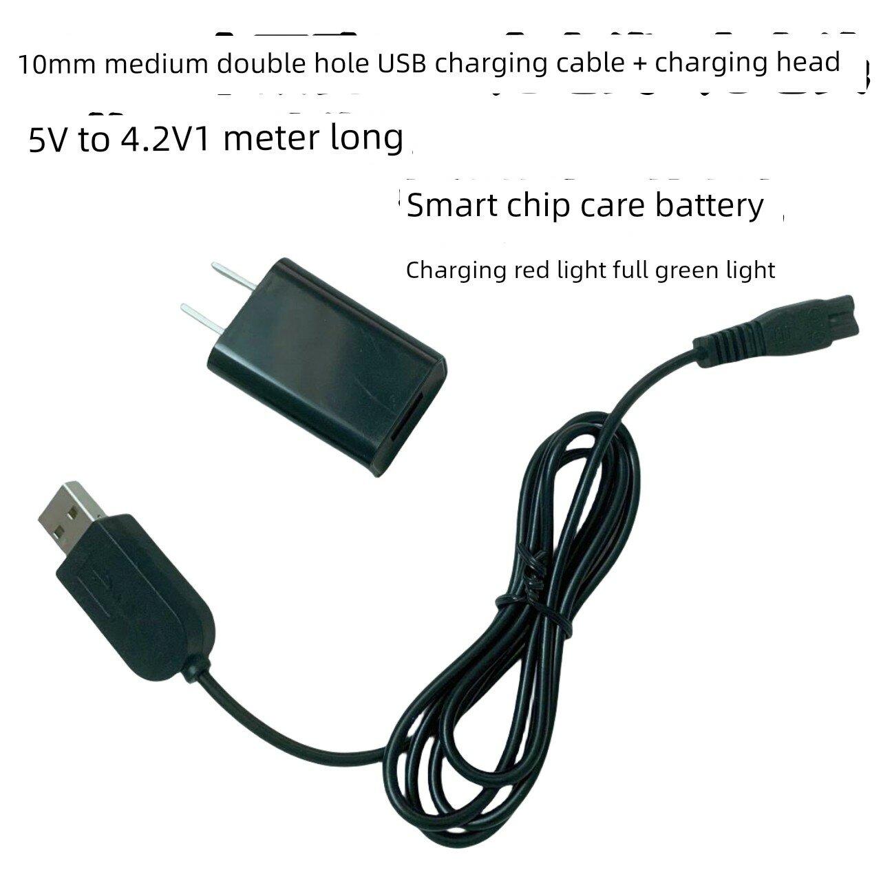 Универсальный USB-кабель с толстым штырьком 10 мм и средним двойным отверстием с зарядным устройством, 4,2 В для фонарей