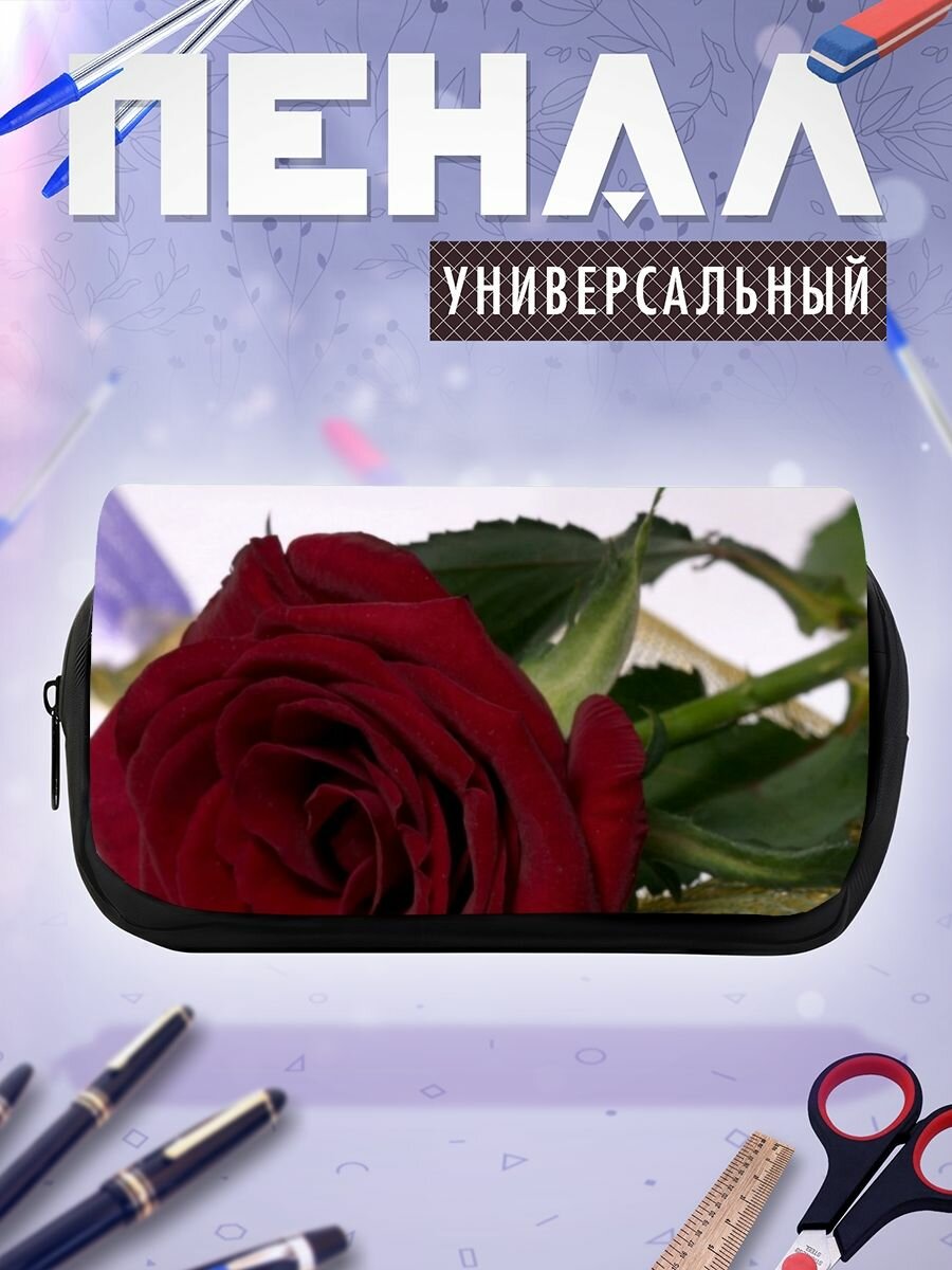 Школьный пенал Роза красный цвет