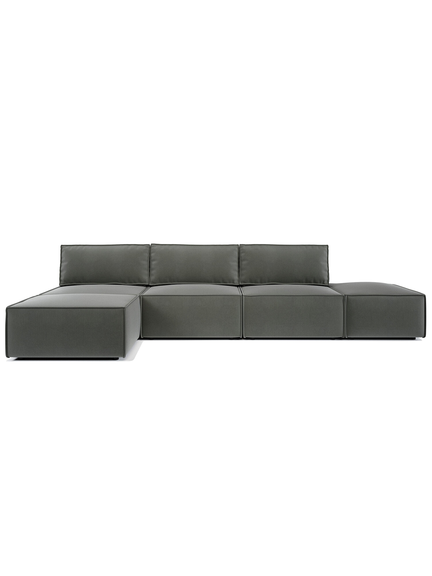 Угловой диван модульный Гамма Лонг, велюр серый