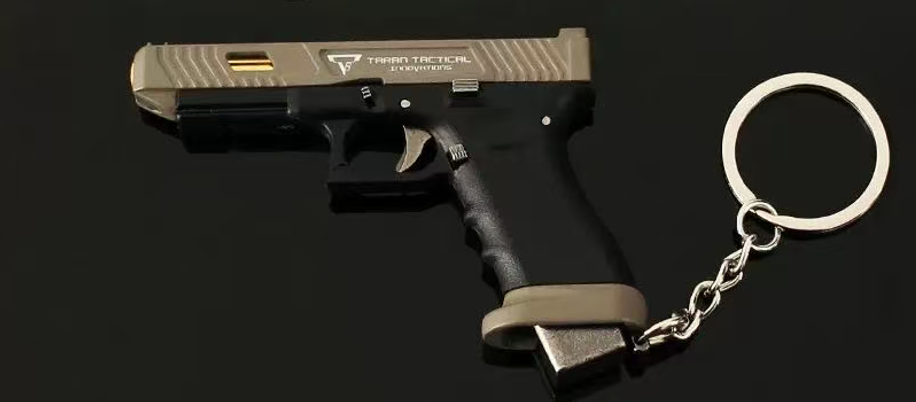 Брелок Glock 34 металлический, сборная модель1:3 с пулями, подарок коллекционерам