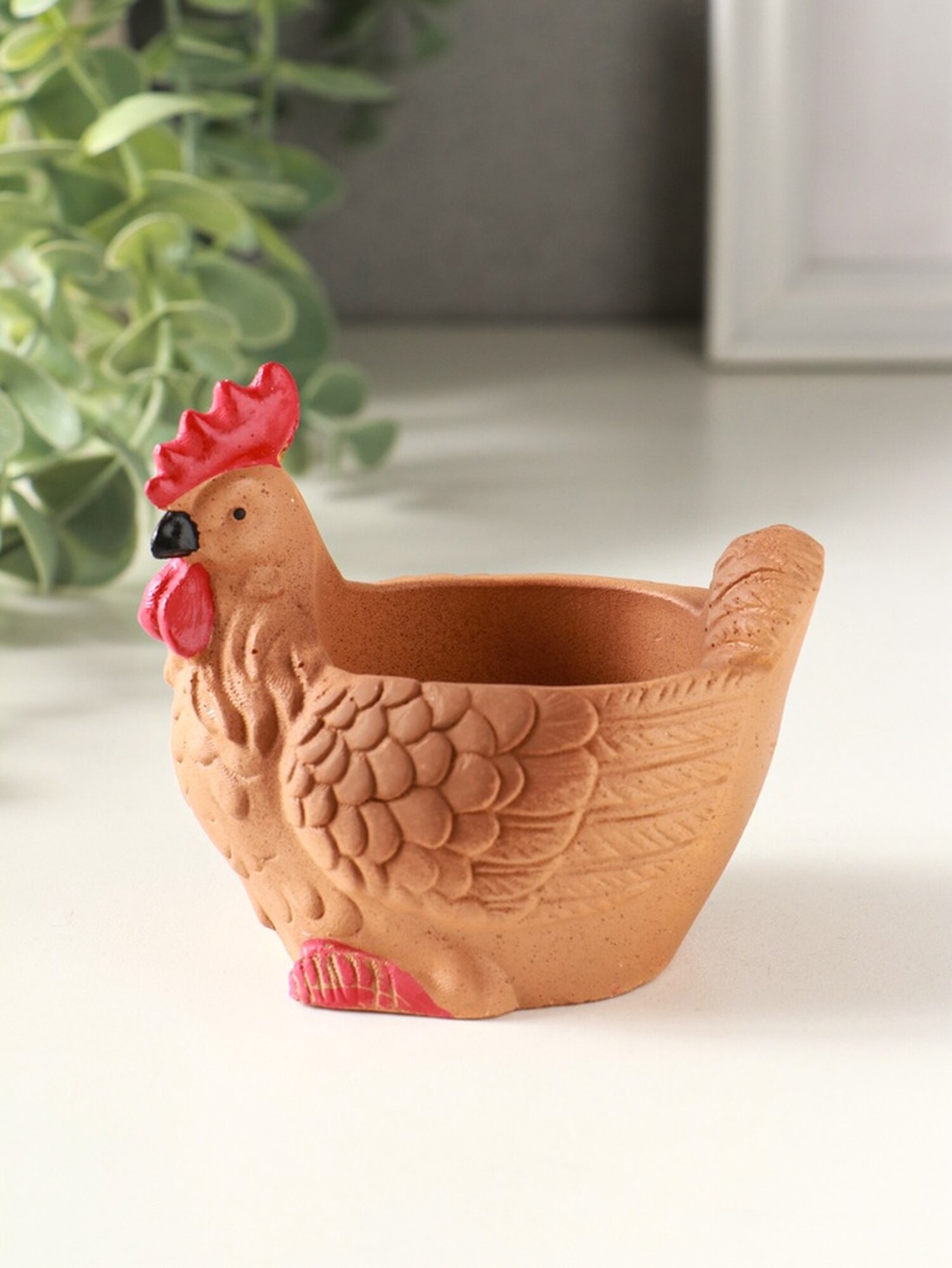 Подставка для мелочей Сима-ленд "Курица", гипс, 8x9x6 см, мультиколор