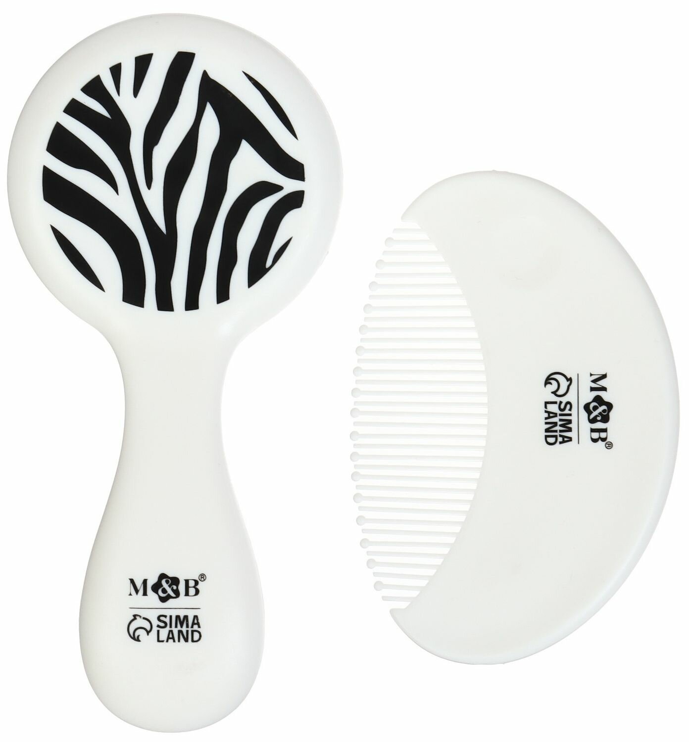 Набор детских расчесок "Зебра" для волос, детская массажная щётка и расческа-гребешок для новорожденных и малышей, 2 шт.