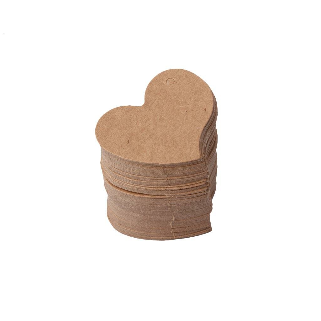 Сердце, картонные бирки, 100 шт, Коричневый