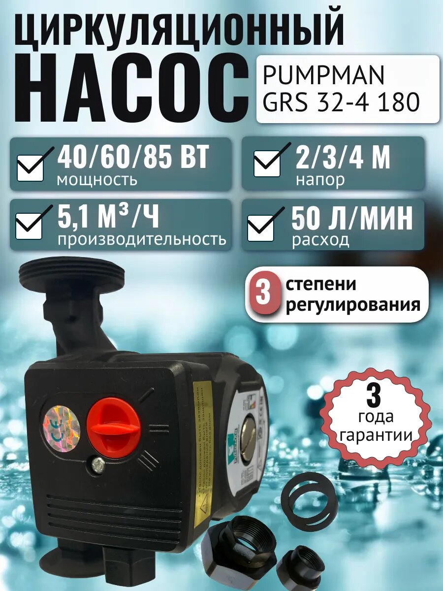 Насос для воды циркуляционный GRS 32-4 180 мм