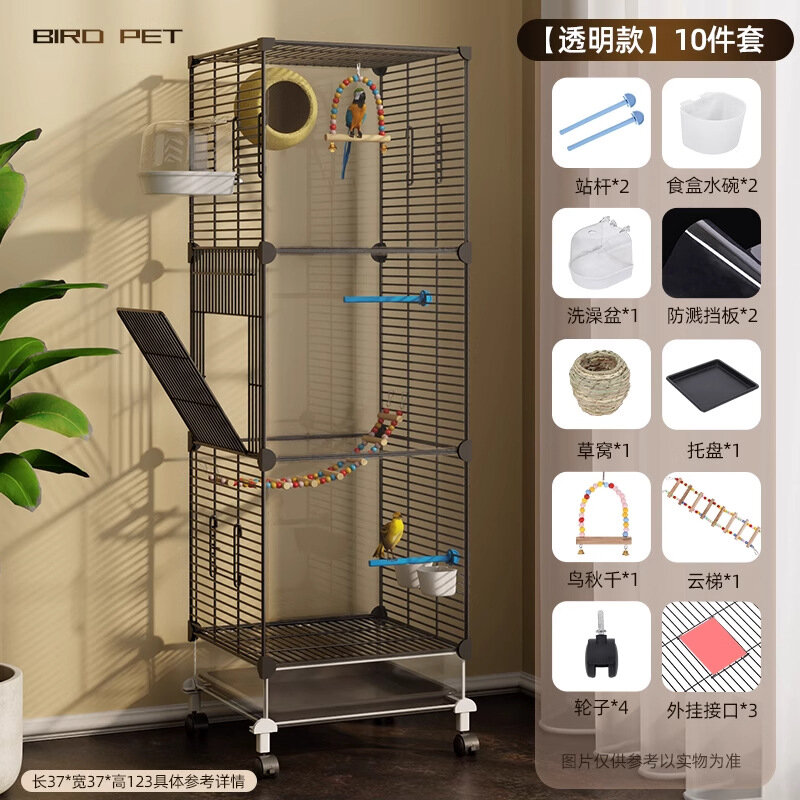 Клетка для птиц, водонепроницаемая клетка для домашнего использования, для корелл, близнецов, щеглов, жемчужных птиц, влюбленных птиц, большая экологическая клетка для разведения, роскошная вилла