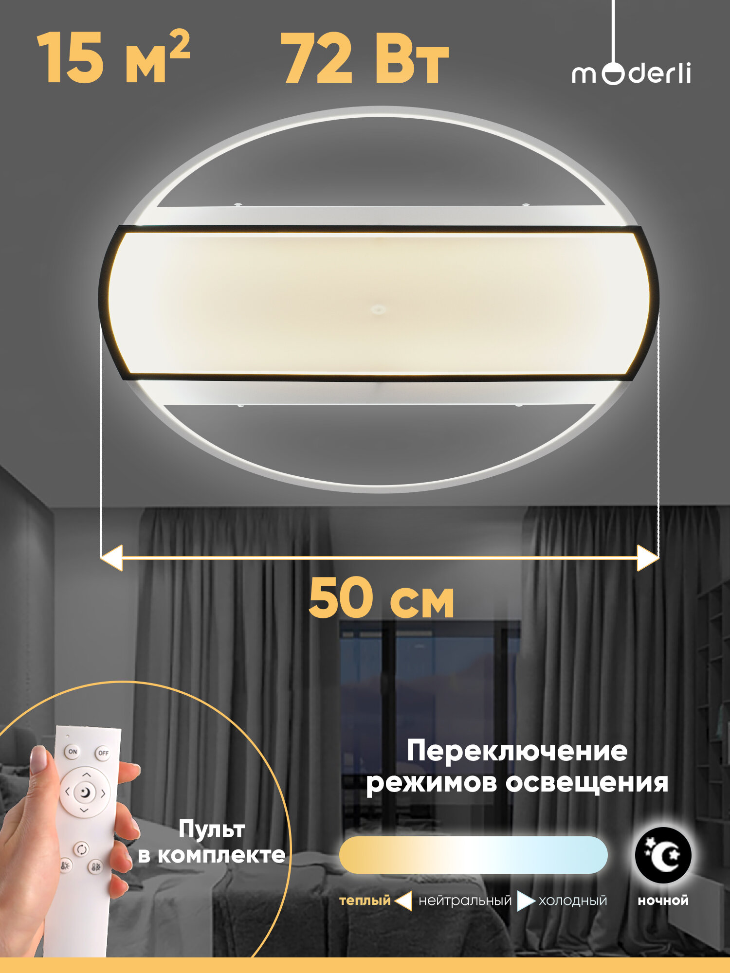 Светильник потолочный светодиодный Moderli V1061-CL Criteo, белый