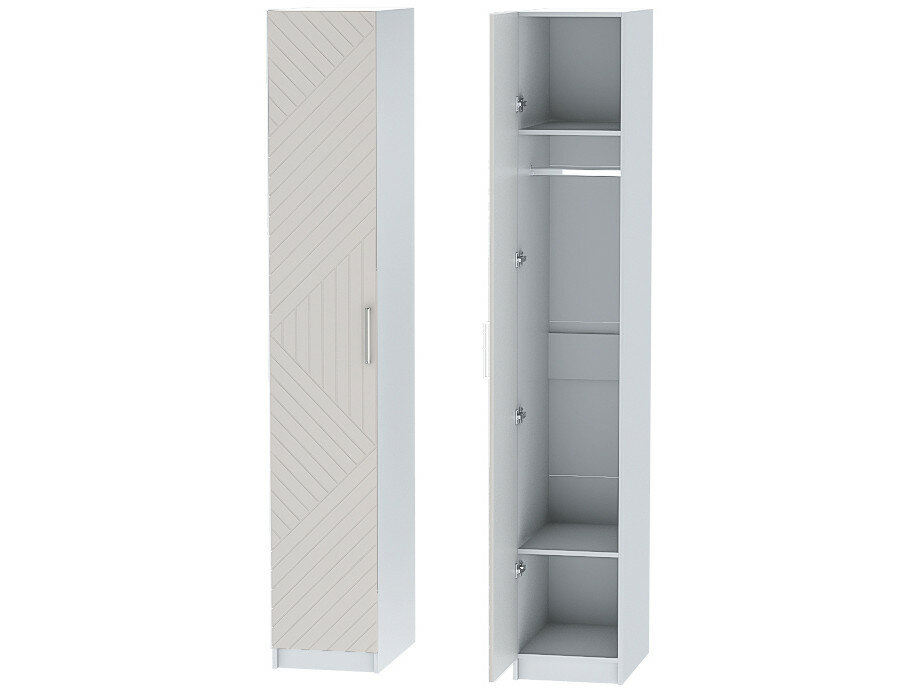 Шкаф-пенал однодверный, со штангой для вешалок, Белый/Тирамису матовый