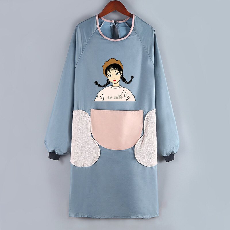 Модный непромокаемый Кухонный Фартук с длинным рукавом, маслостойкий, противоизносный, милый комбинезон с рукавами для