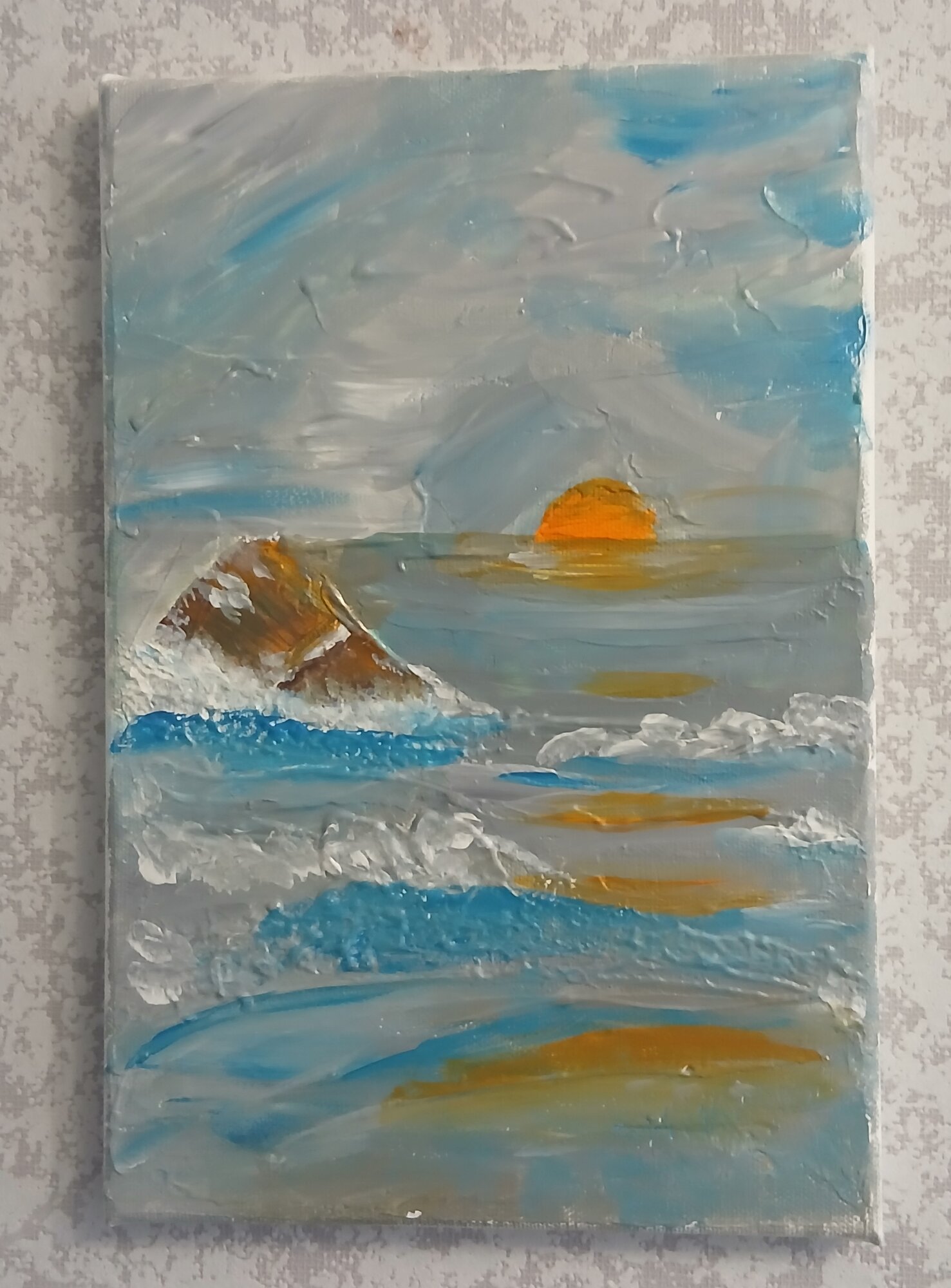 Картина "Прибой", ручная работа, на подрамнике, холст, акриловые краски и акриловый лак. Идеальный вариант для дома, офиса.