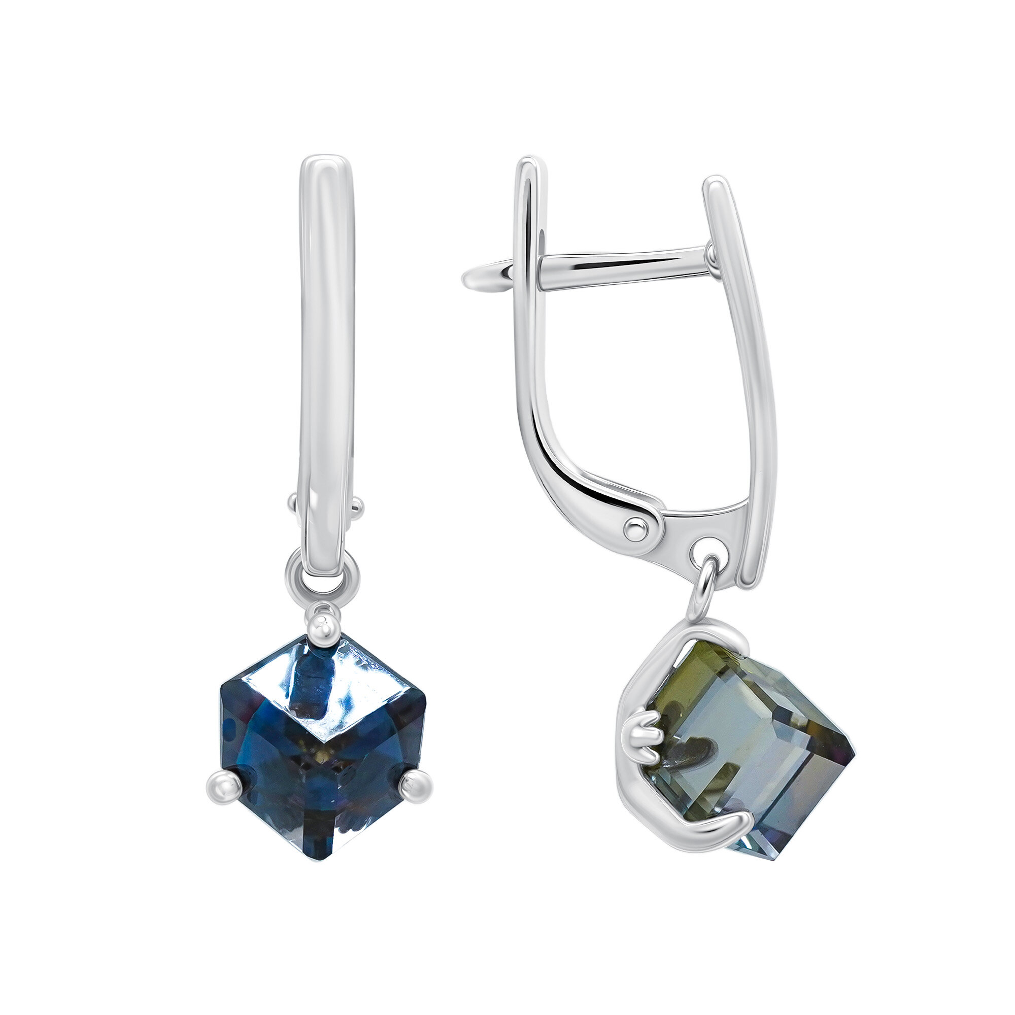 Серьги, серебро, 925 проба, горный хрусталь