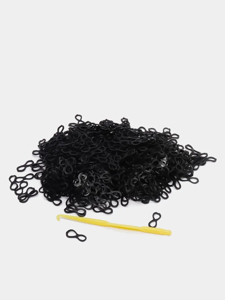 Черные резинки для плетения форма знак бесконечности 600 штук